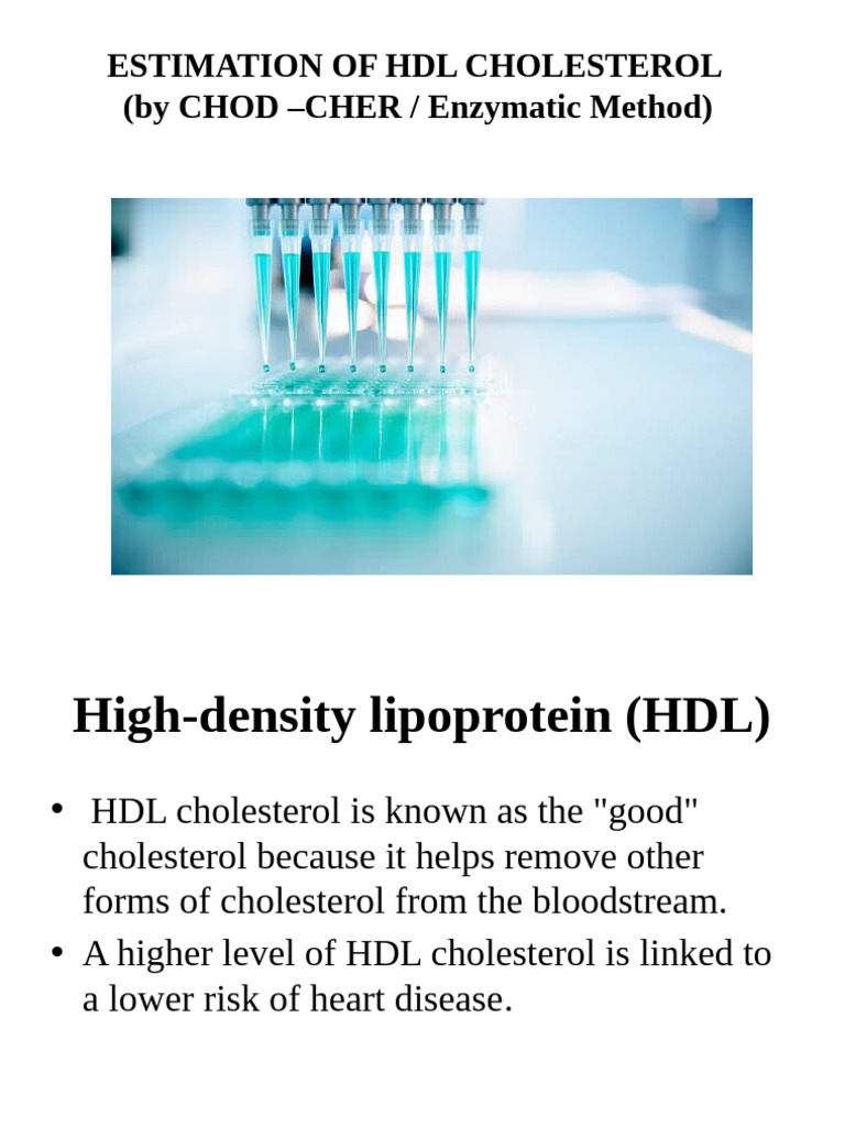 Estimation of HDL Cholesterol by Chod | PDF | High Density Lipoprotein | Cholesterol