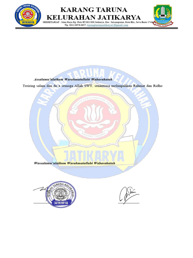Undangan Saba Unit Karang Taruna Jatikarya | PDF