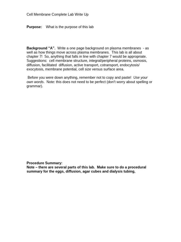 Cell Membrane Lab: Osmosis & Diffusion Insights | PDF | Cell Membrane ...