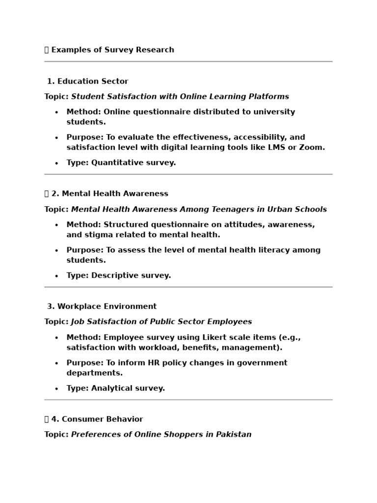 Survey Research Examples Across Sectors | PDF | Survey Methodology ...