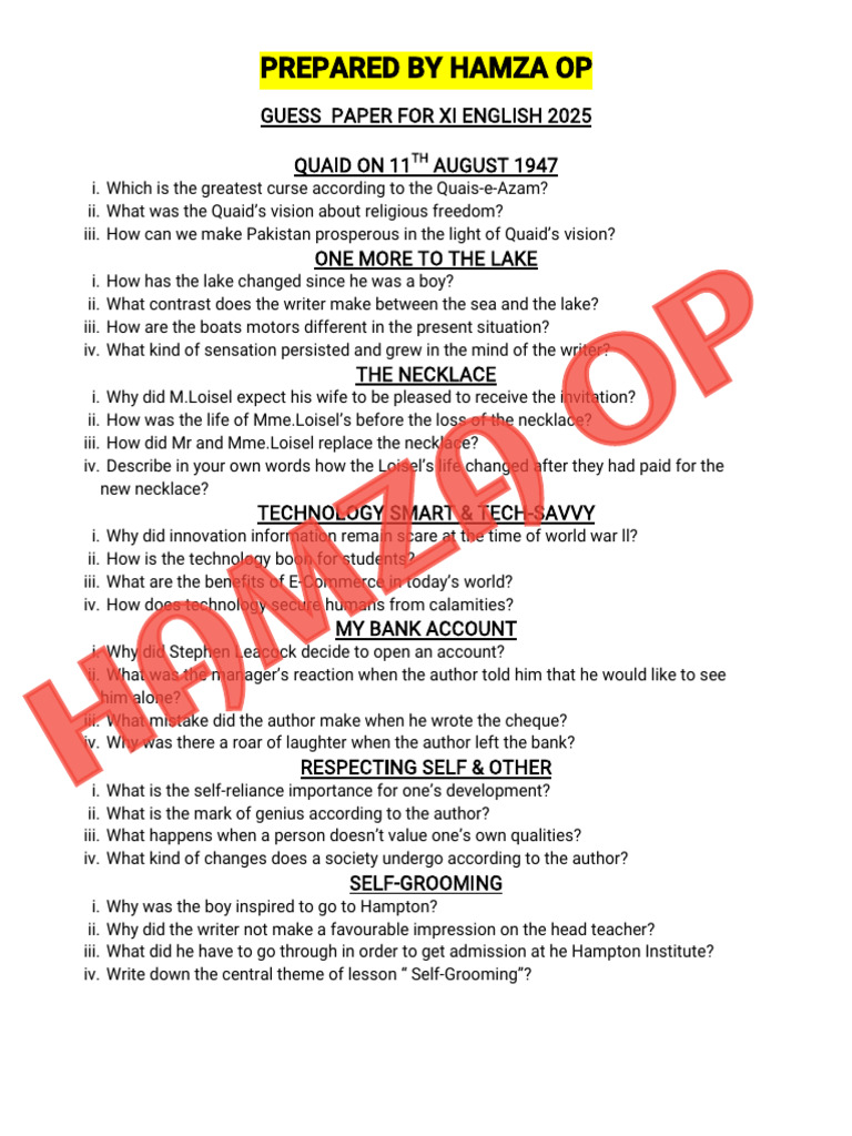 Xi - English Target Paper 2025 - Hamza Op | PDF