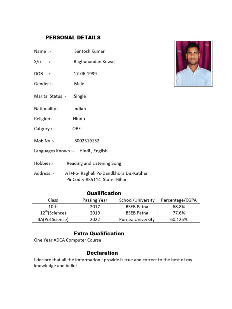 Personal Details | PDF