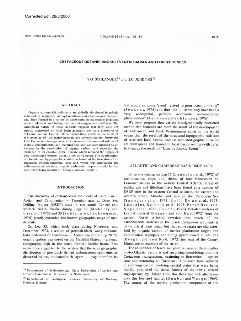 Schlanger&jenkyns Corrected | PDF