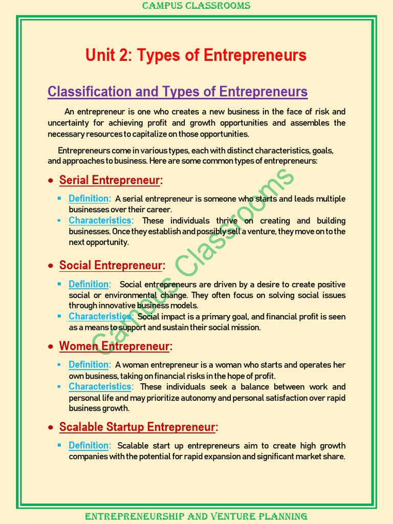 Entrepreneurship Unit 2 | PDF | Entrepreneurship | Social Entrepreneurship