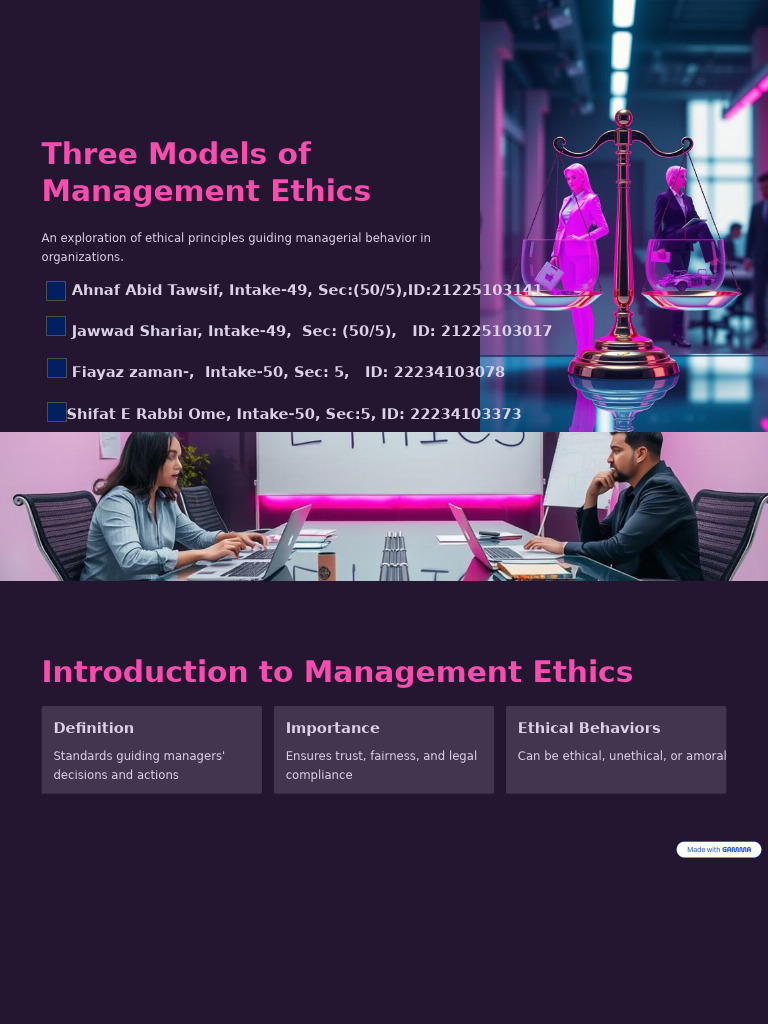 Three Models of Management Ethics | PDF
