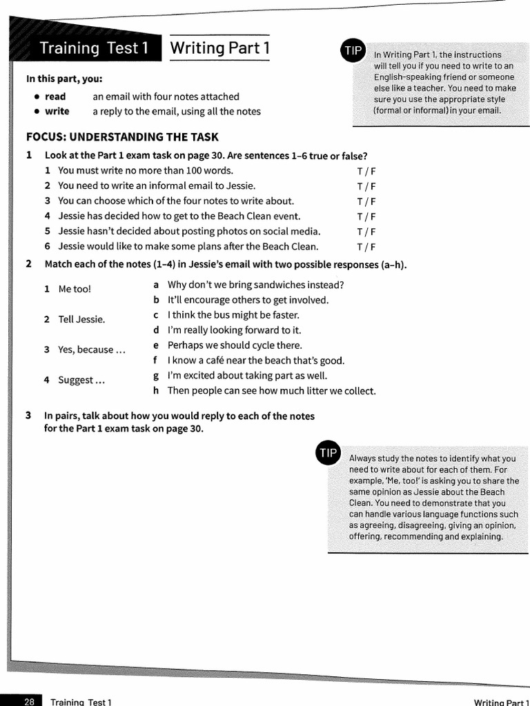 PET Writing Test 1 Part 1 | PDF | Vocabulary | Linguistics