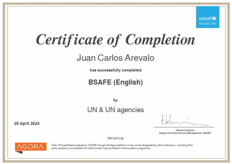 BSAFE - EN - Course Certificate - BSAFE | PDF