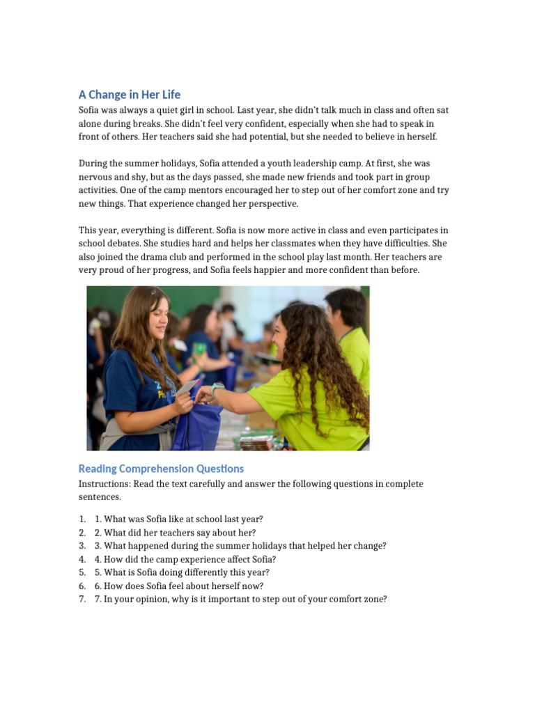 Sofia Reading Comprehension With Image | PDF