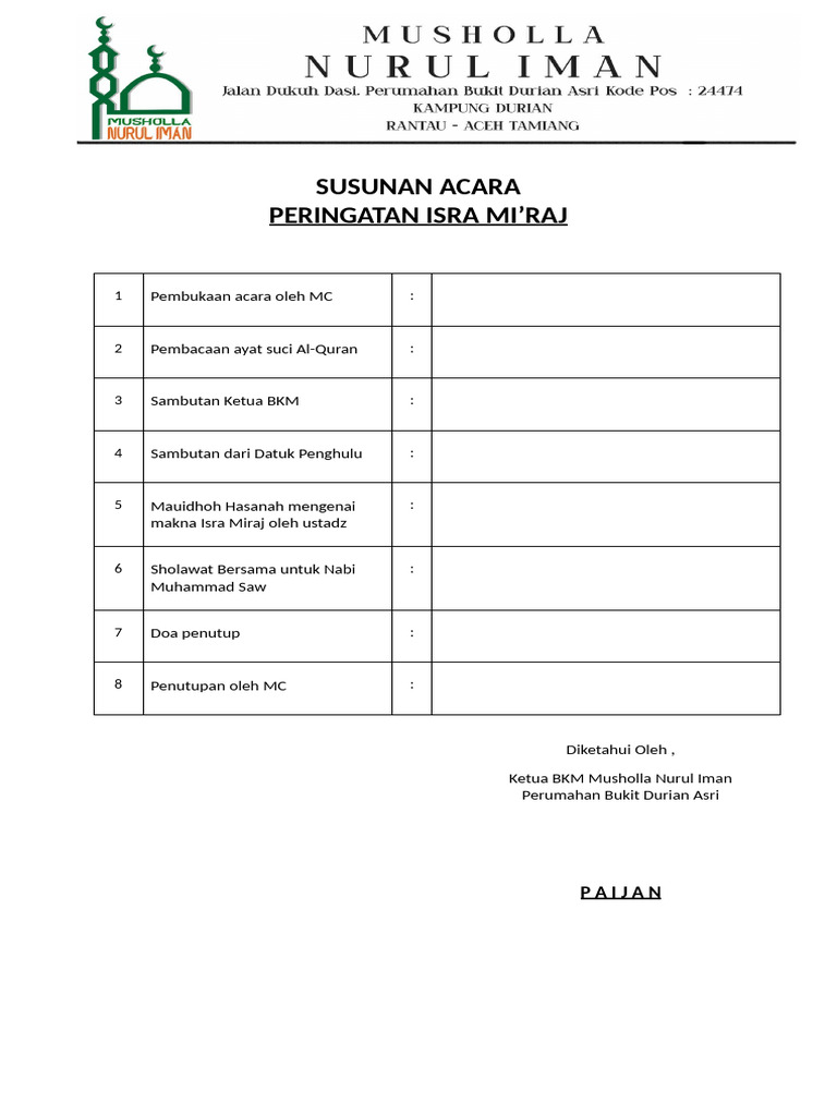 Susunan Acara Isra Miraj 2025 | PDF