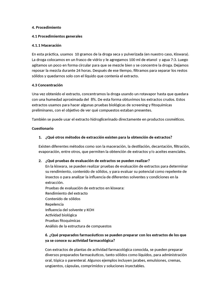 Métodos de extracción y evaluación de kiswara | PDF | Química