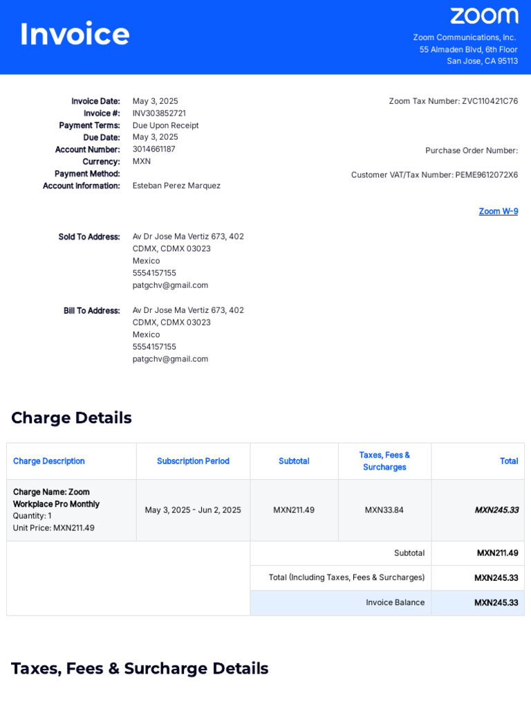 Inv303852721 A18683759 05032025 | PDF | Fee | Invoice