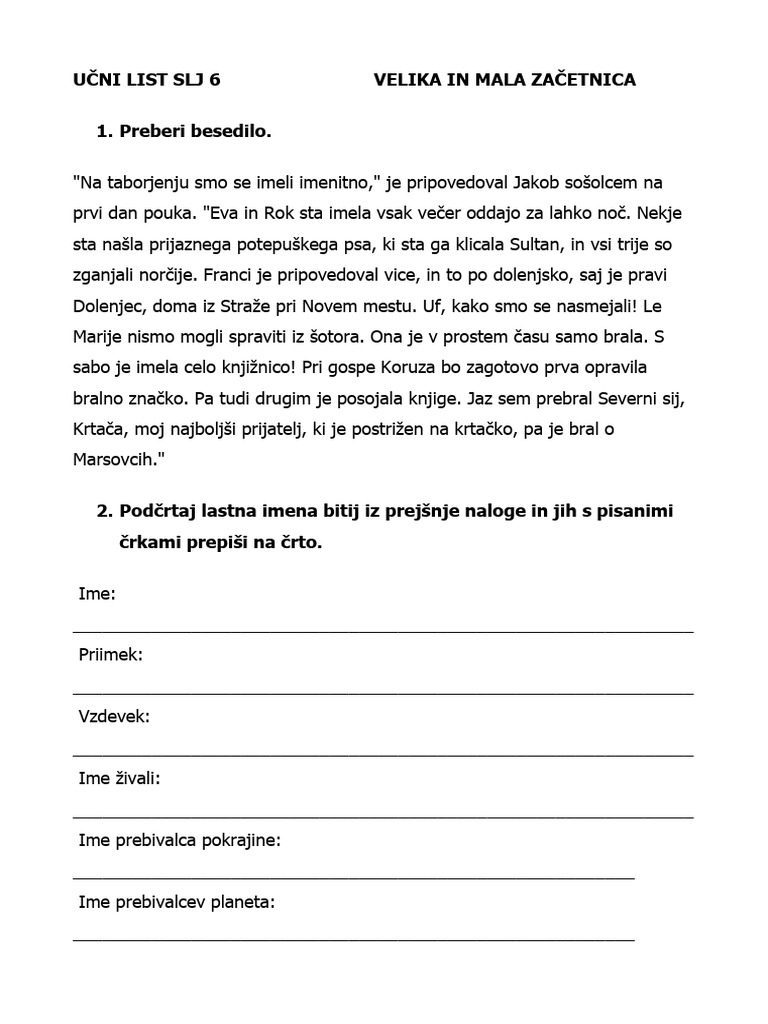 Velika in Mala Začetnica | PDF