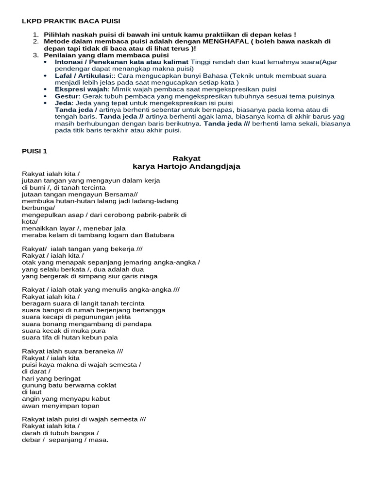 LKPD Praktik Baca Puisi | PDF