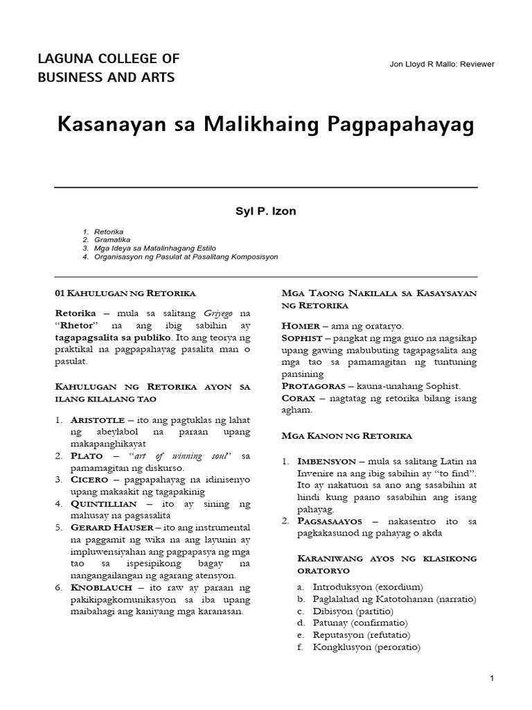 Kasanayan Sa Malikhaing Pagpapahayag | PDF