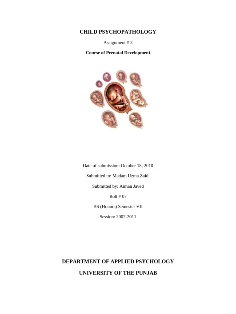 Course of Prenatal Development | PDF | Prenatal Development | Fetus