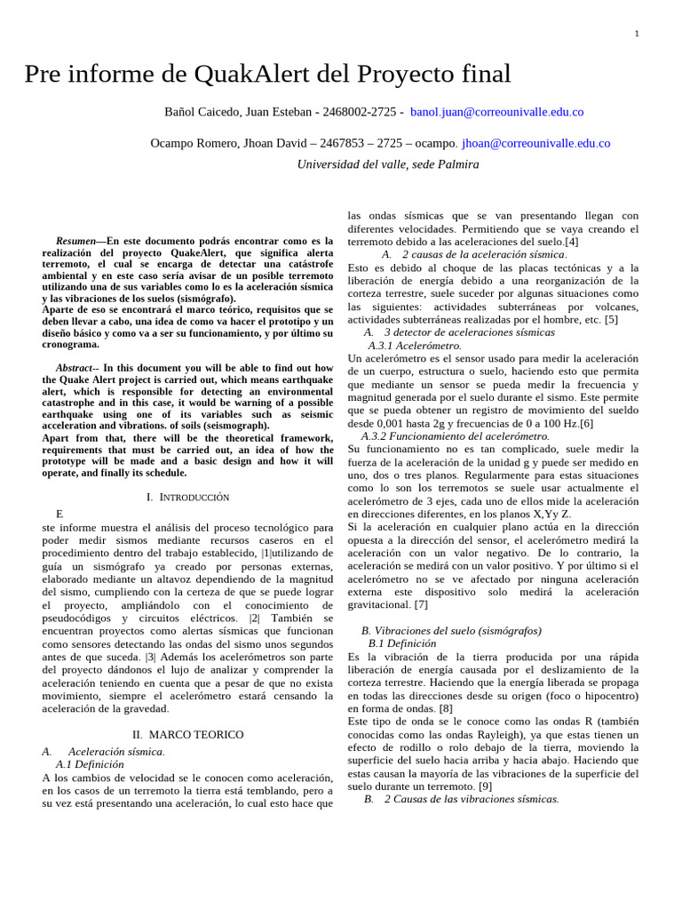 Pre Informe Proyecto Final | PDF | Sismología | Temblores