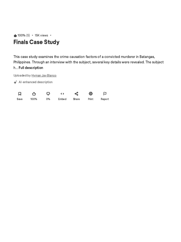 Finals Case Study - PDF - Crime & Violence - Crime Thriller | PDF