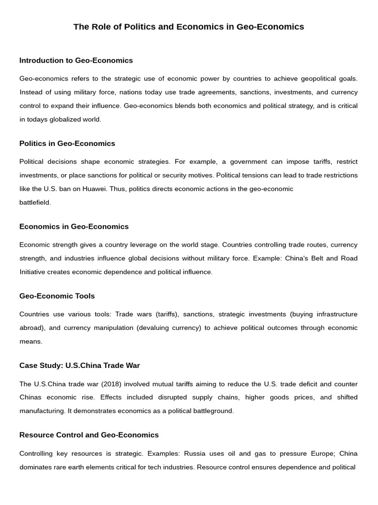Geo-Economics Presentation 092 | PDF | Economics | Tariff