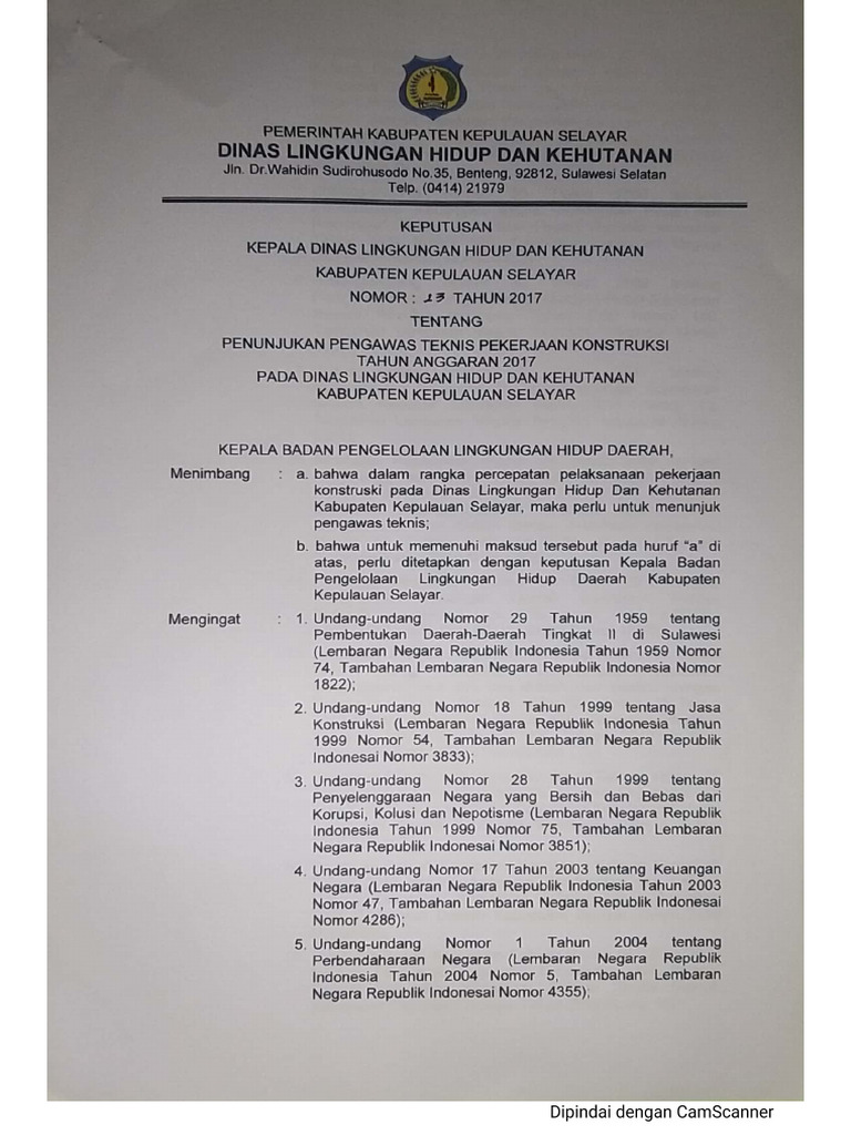 SK LH 2017 Pengawas | PDF