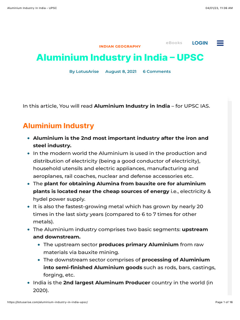 Aluminium Industry Overview in India | PDF | Aluminium | Metals