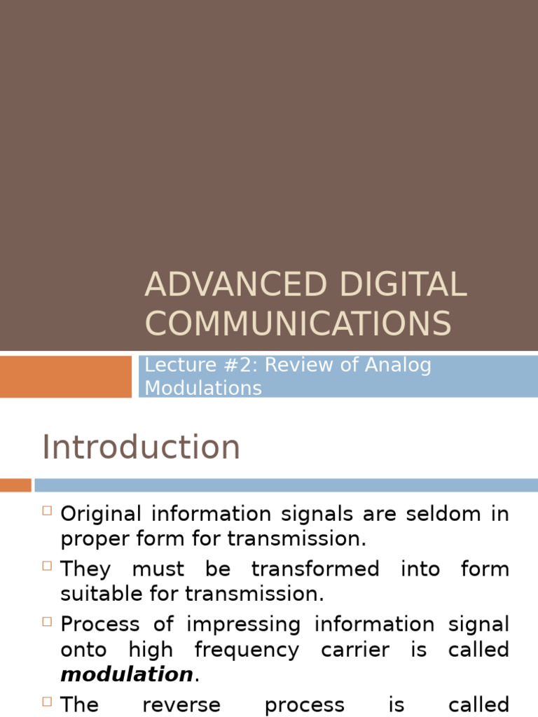 Lecture #2 Review of Analog Modulations | PDF | Frequency Modulation ...