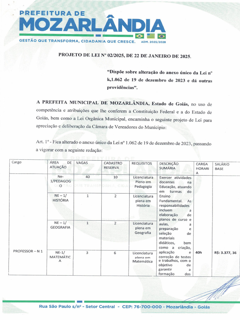 0 - Projeto de Lei N 02 2025 Atualizado PDF | PDF