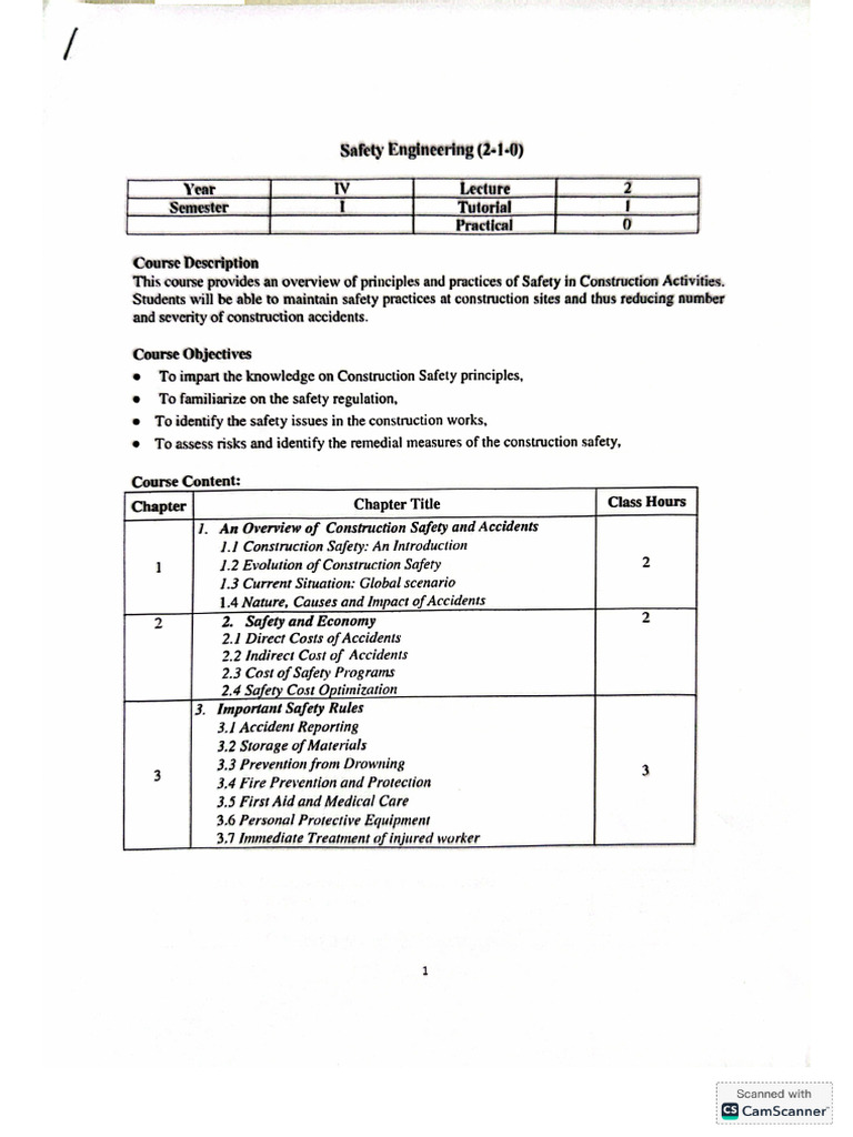 Safety Engineering Syllabus | PDF
