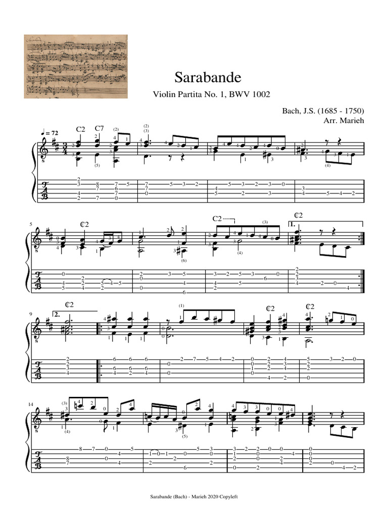 002 - Bach J.S. 1685 - 1750 - Tablature | PDF | Johann Sebastian Bach ...