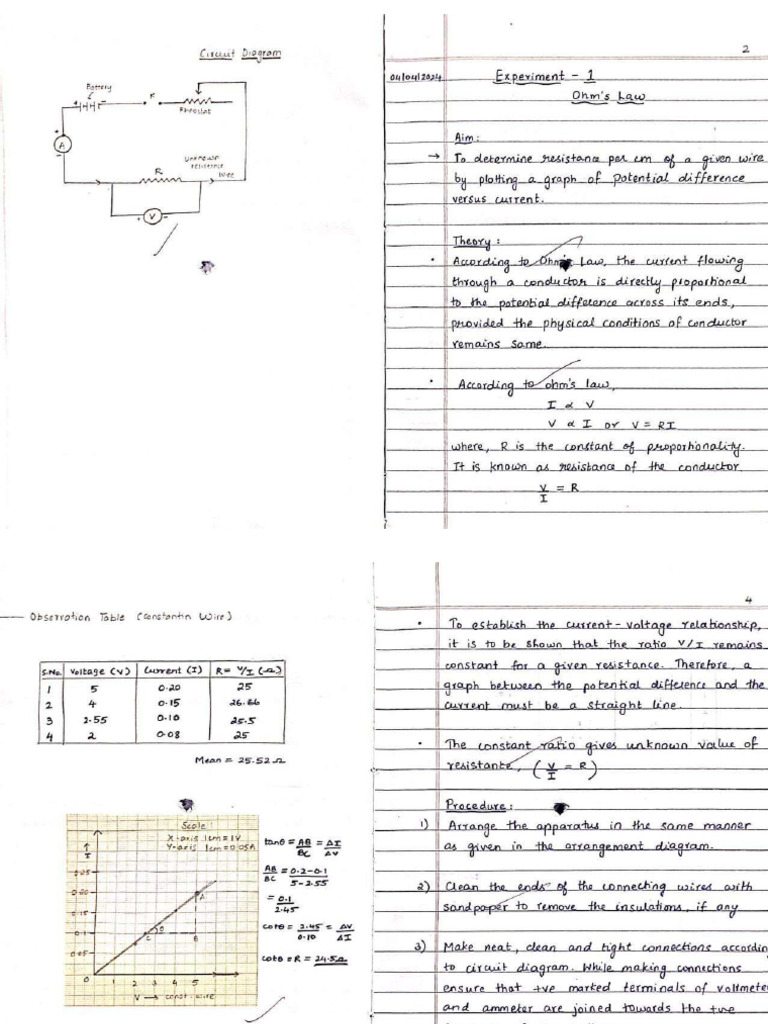 Physics Practical - Ohm's Law | PDF