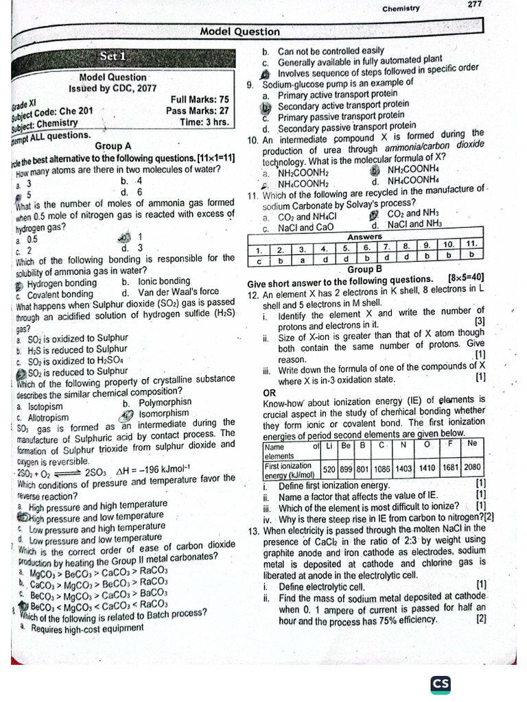 Chemistry Top 10 Modal Questions | PDF