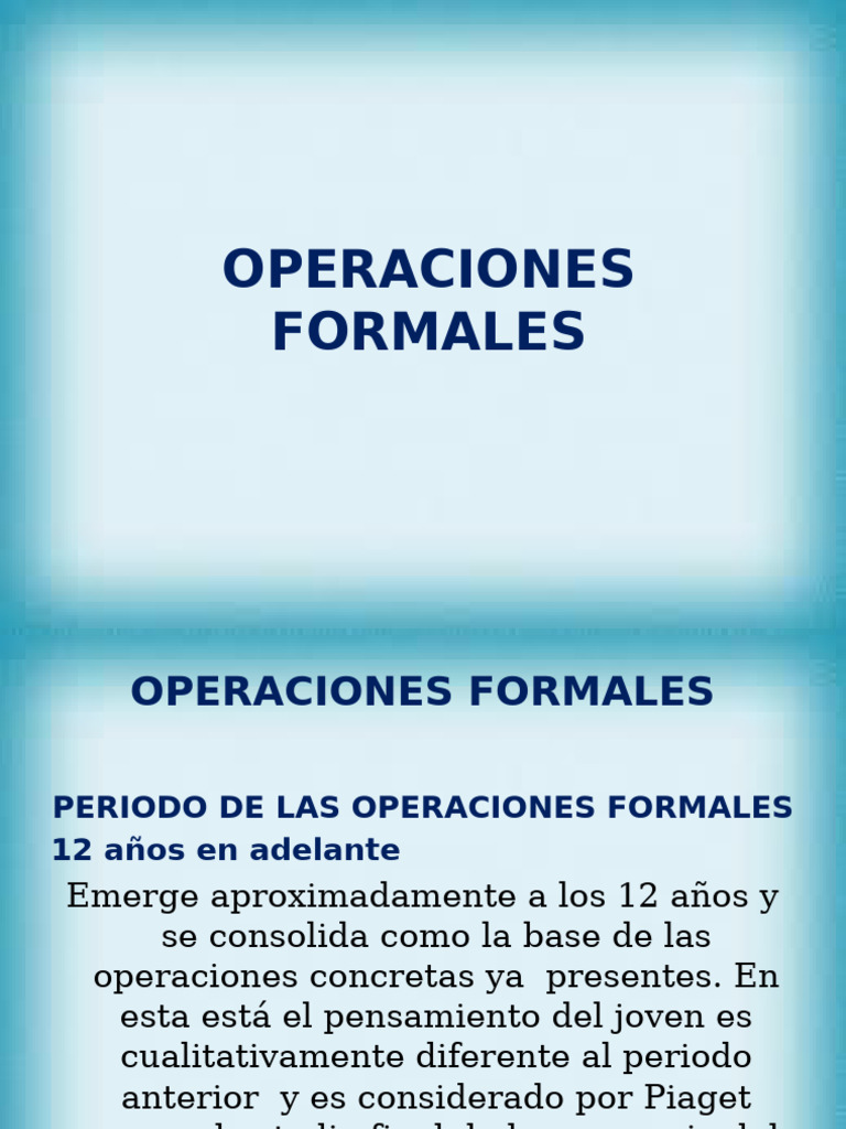 Operaciones Formales | PDF | Pensamiento | Aprendizaje