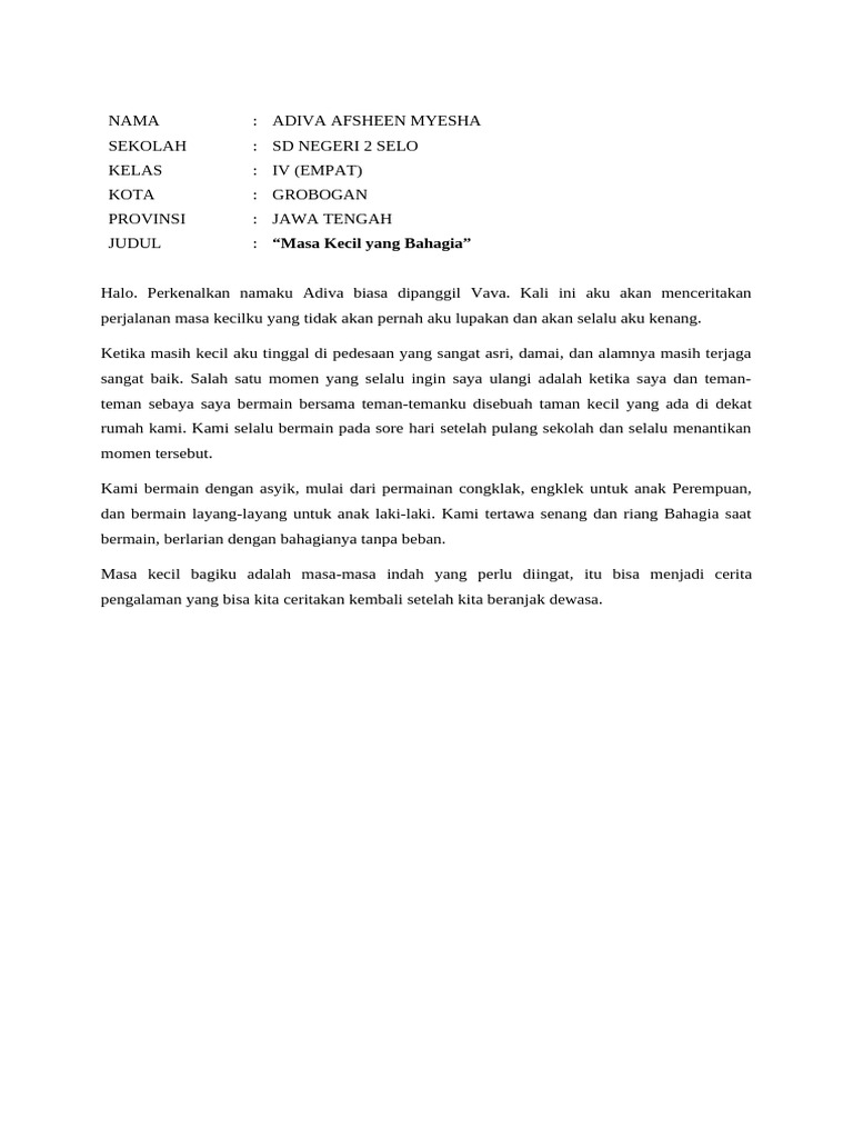 Narasi Vava Gambar Bercerita | PDF