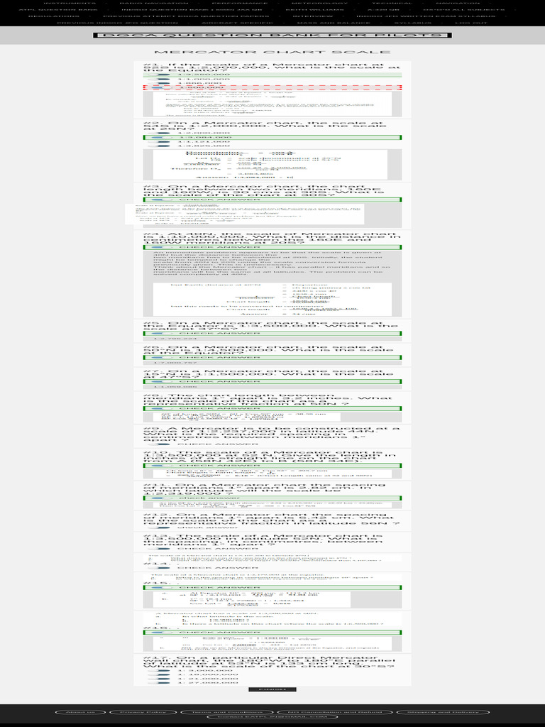 MERCATOR CHART SCALE - Dgca Question Bank For Pilots | PDF | Latitude ...