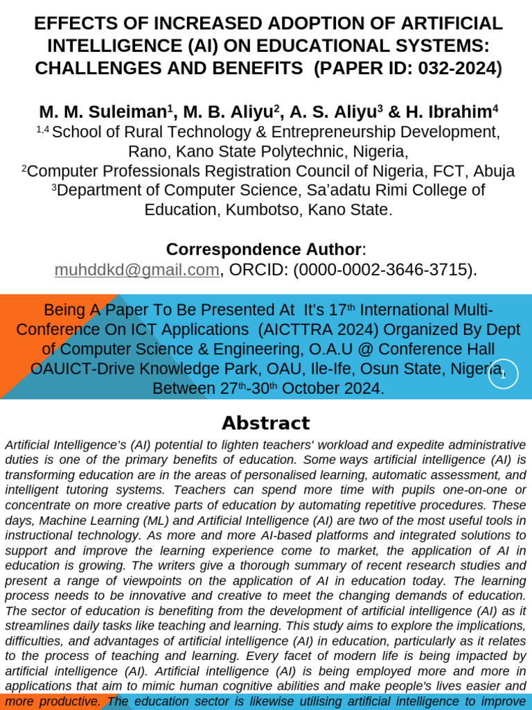 AICTTRA OAU Effects of Increased Adoption of AI On Educ System ...