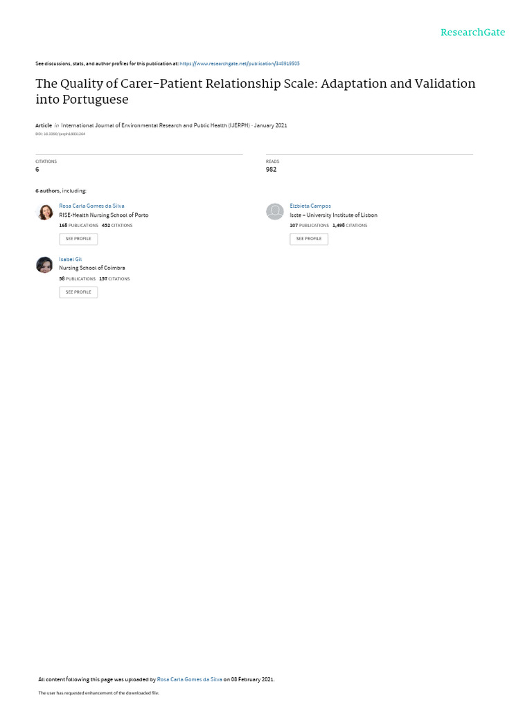 The Quality of Carer Patient Relationship Scale | PDF | Caregiver ...