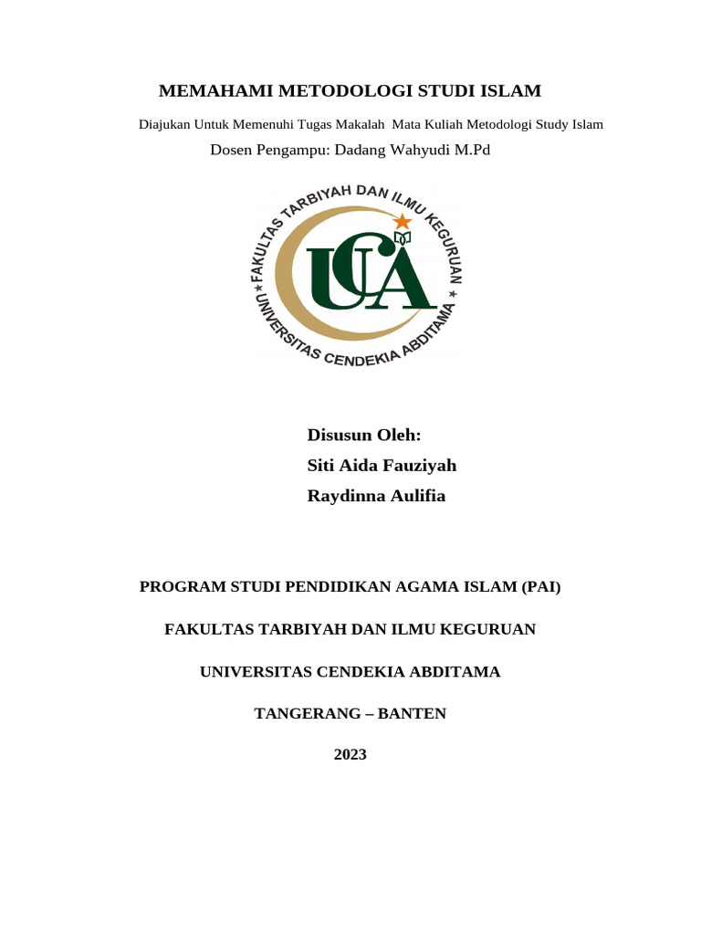 MEMAHAMI METODOLOGI STUDI ISLAM Real | PDF