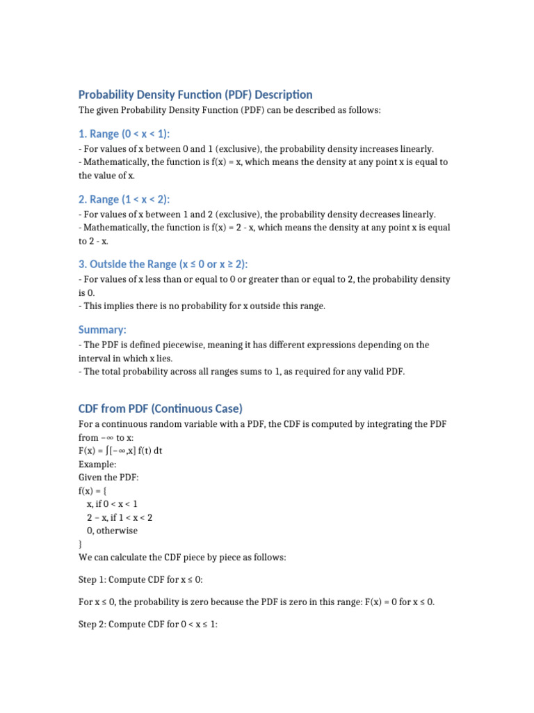 PDF and CDF Description | PDF | Probability Density Function | Probability Distribution