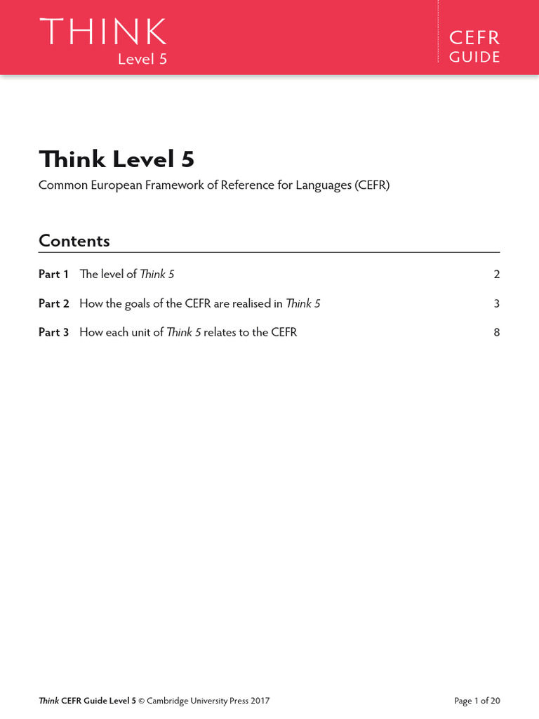 Think Level 5 CEFR Correlation | PDF | Reading Comprehension ...