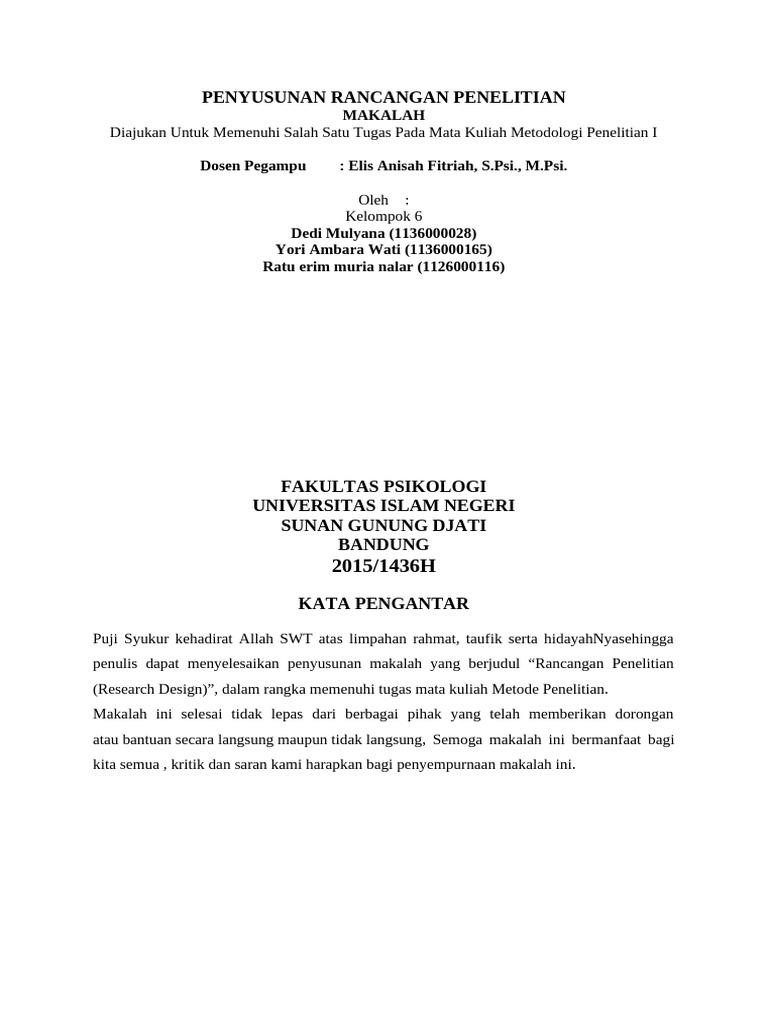Bahan PENYUSUNAN RANCANGAN PENELITIAN | PDF