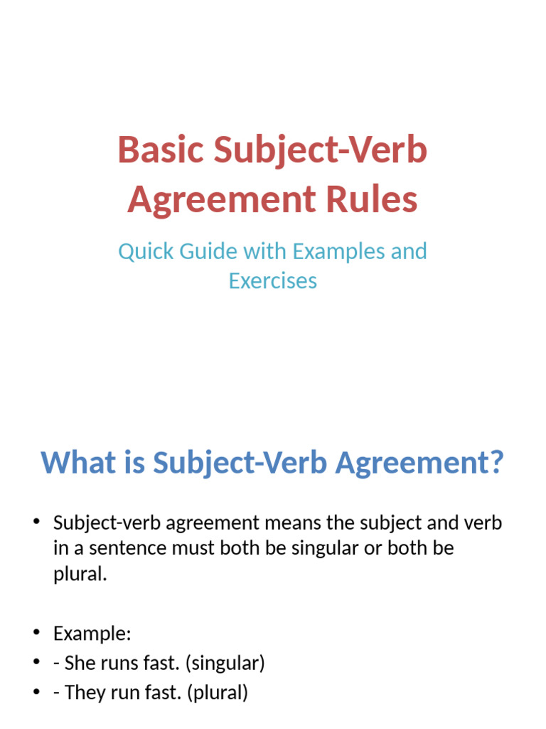 Styled Subject Verb Agreement Presentation | PDF