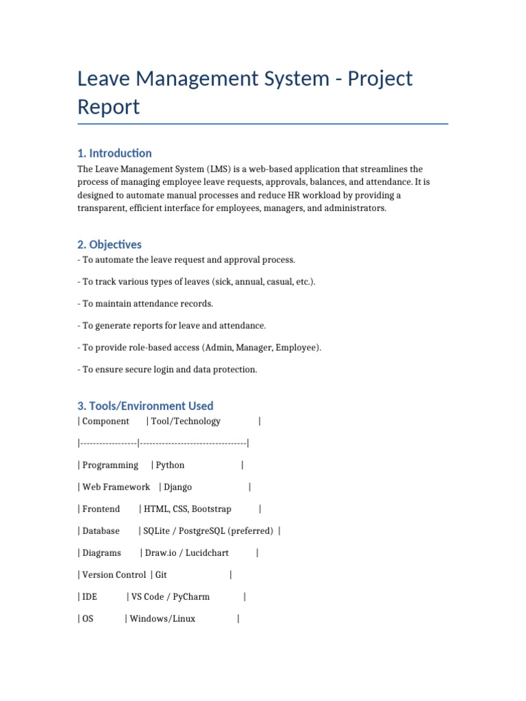 Leave_Management_System_Project_Report_Updated | PDF | User (Computing) | Databases