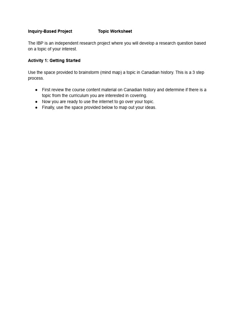 Inquiry-Based Project - Exploring Your Topic Step 2 | PDF