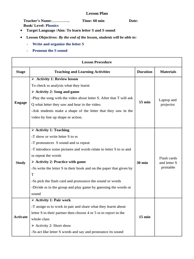 Lesson Plan-ESA Template | PDF
