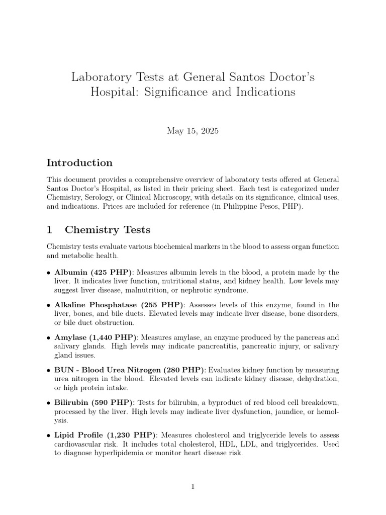 Laboratory Tests Overview at GSDH | PDF | Thyroid | Thyroid Stimulating ...
