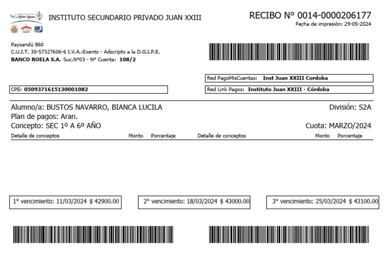 Recibo Anores 0000206177 | PDF