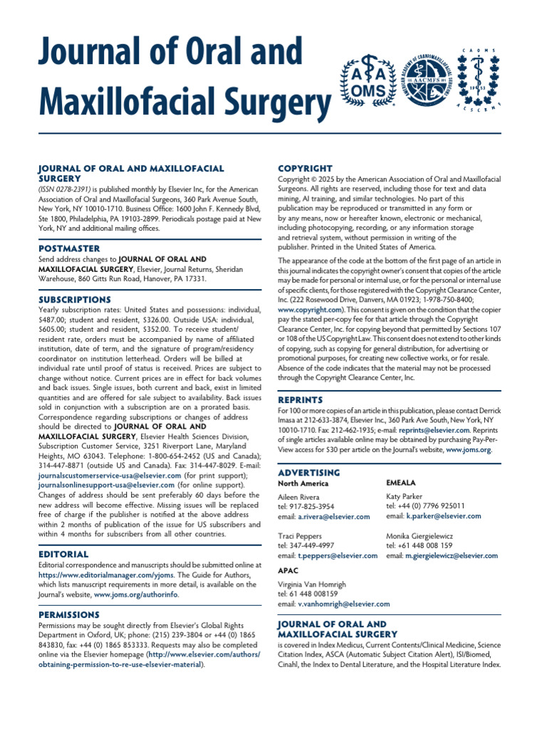 Masthead Yjoms | PDF | Copyright | Elsevier