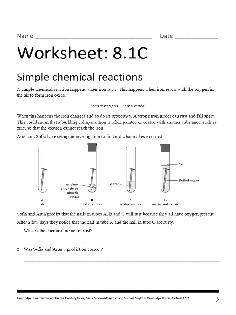 Chem. G-6 Worksheets - PDF Answer Key | PDF | Chemical Reactions ...