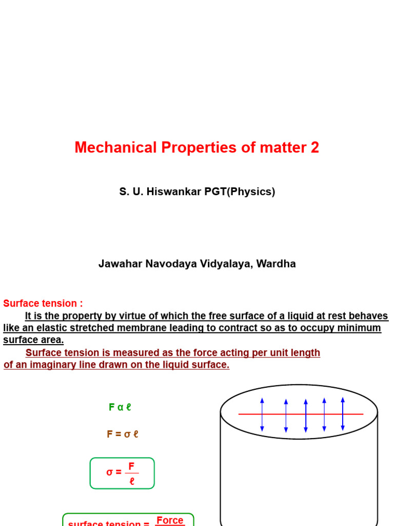 Mechanical Properties of Fluid p2 For NLI | PDF | Surface Tension | Liquids