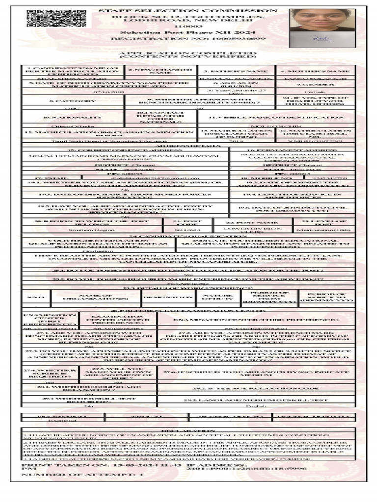 SSC Application | PDF