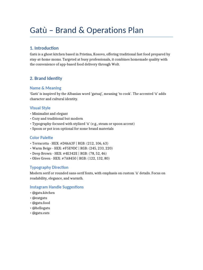 Gatu Brand and Operations Plan | PDF